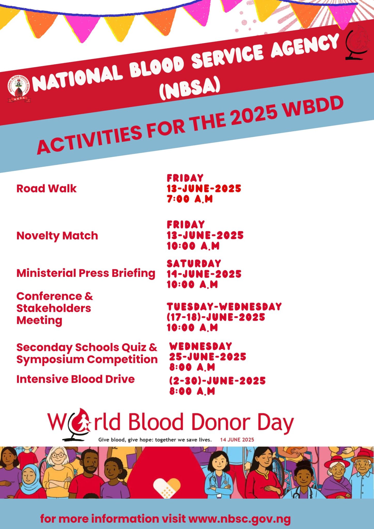 NBSA Unveils Activities for 2025 World Blood Donor Day – National Blood ...